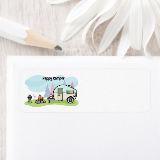 Happy Camper Trailer Label | Zazzle