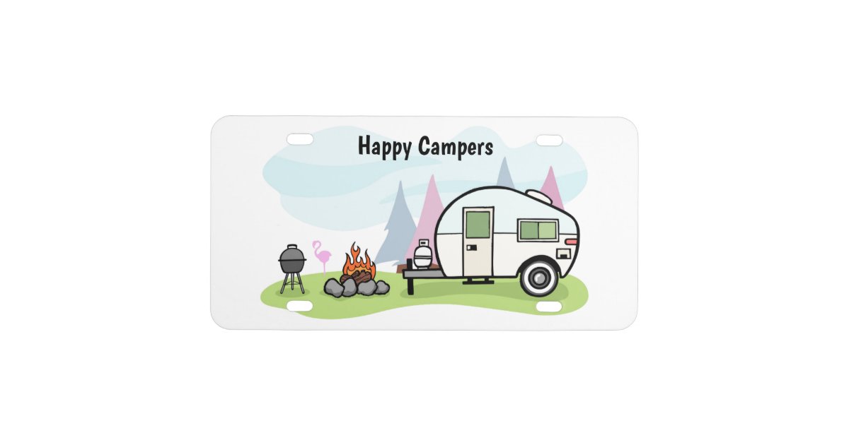 Happy Camper trailer License Plate | Zazzle