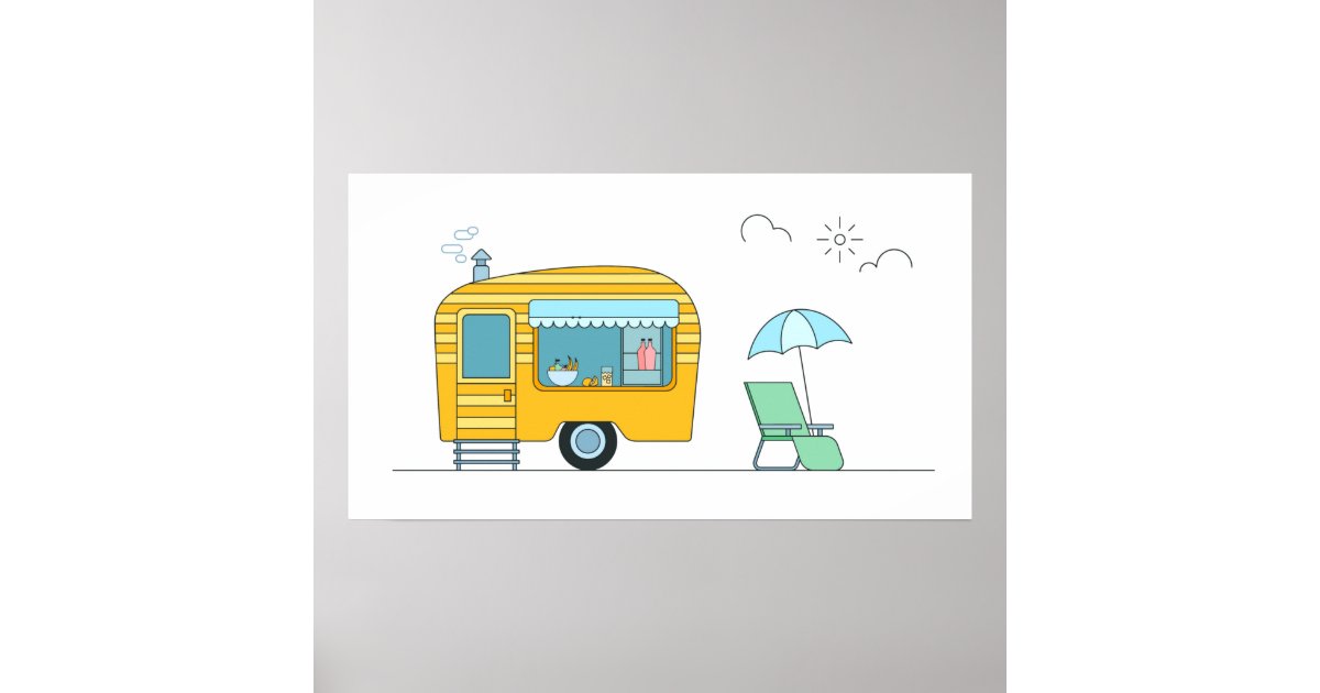 Happy camper trailer poster | Zazzle