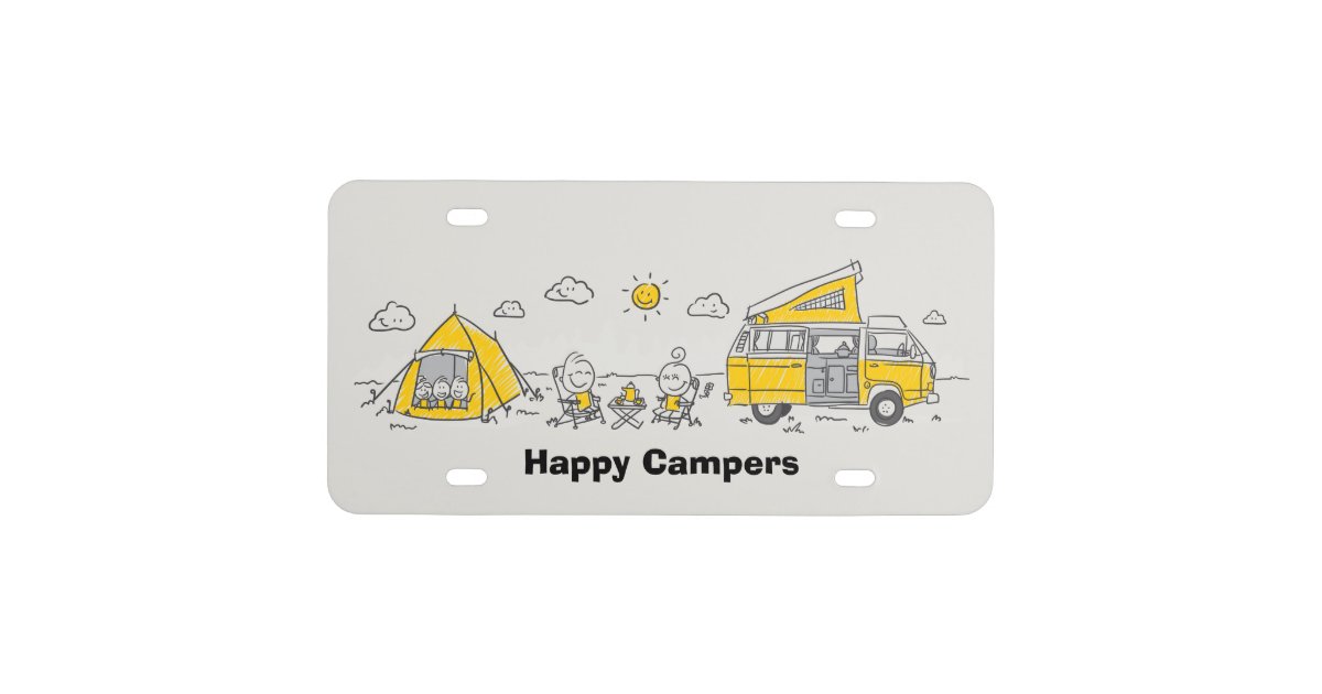 Happy Campers Background License Plate | Zazzle