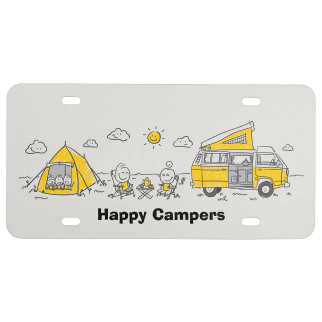 Happy Campers Background License Plate | Zazzle