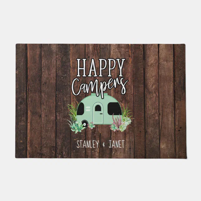 Happy Campers, Camping, RV, Motorhome, Trailer Doormat | Zazzle