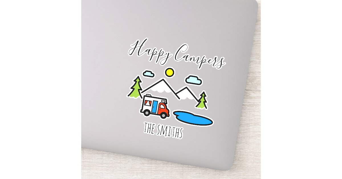 Happy Campers Camping RV Recreational Vehicle Sticker | Zazzle