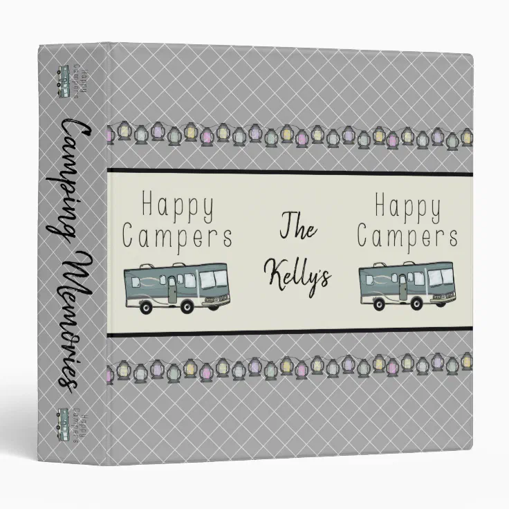 Happy Campers Personalized RV 3 Ring Binder | Zazzle