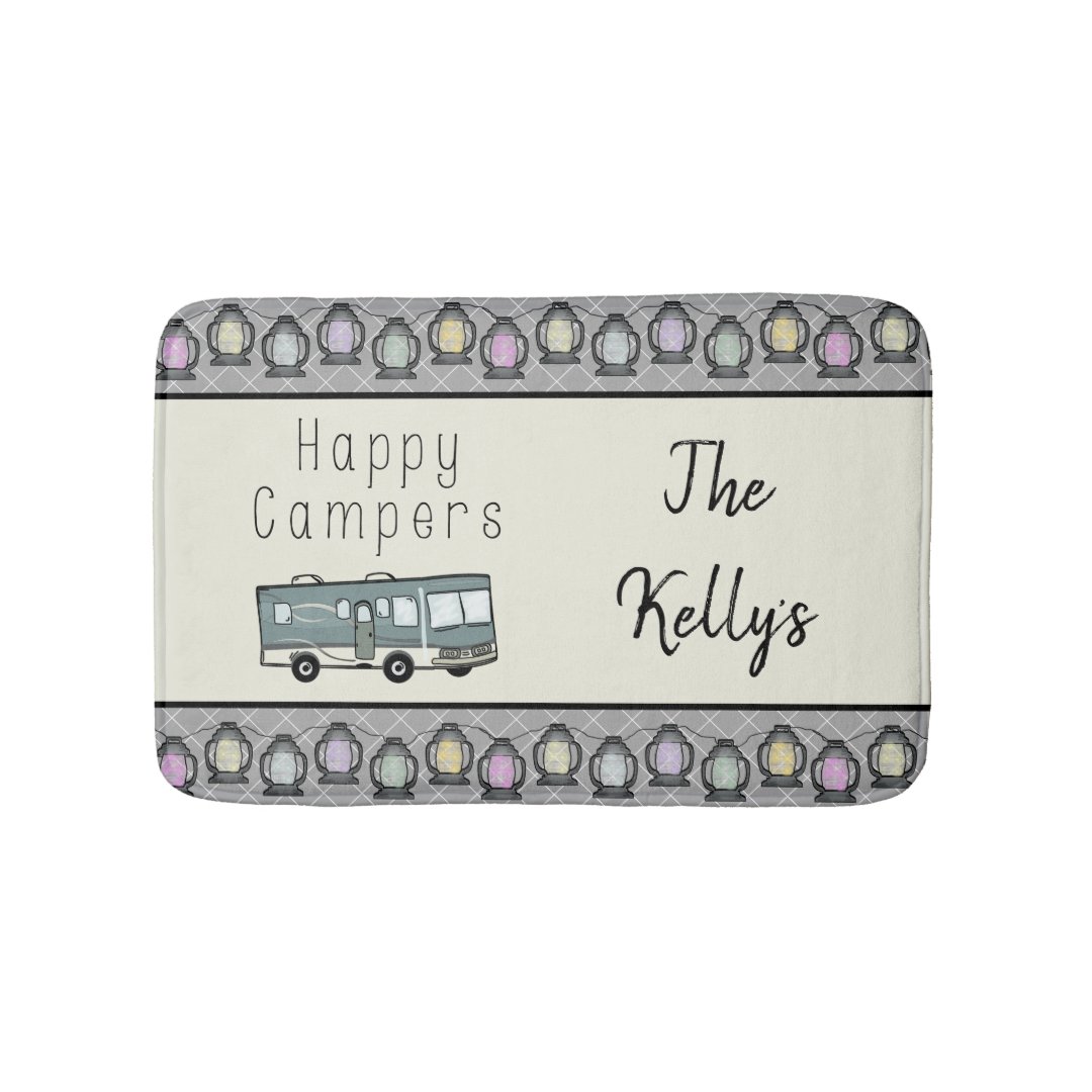Happy Campers Personalized RV Bath Mat | Zazzle
