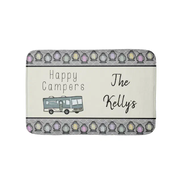 Happy Campers Personalized RV Bath Mat | Zazzle