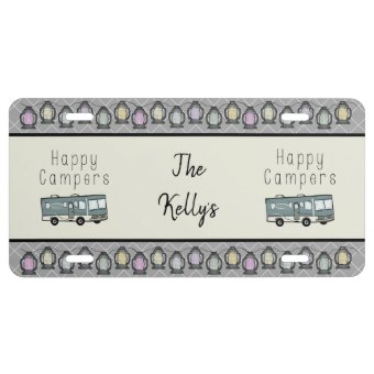 Happy Campers Personalized RV License Plate | Zazzle