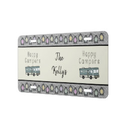 Happy Campers Personalized RV License Plate | Zazzle