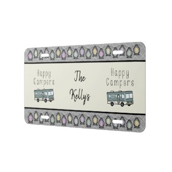 Happy Campers Personalized RV License Plate | Zazzle