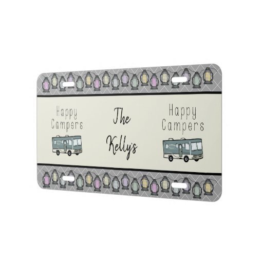 Happy Campers Personalized RV License Plate | Zazzle