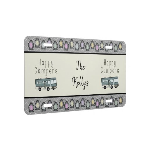 Happy Campers Personalized RV License Plate | Zazzle
