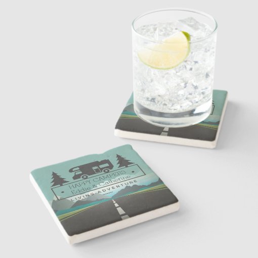 Happy Campers Retirement | RV Camping Travel Stone Coaster | Zazzle