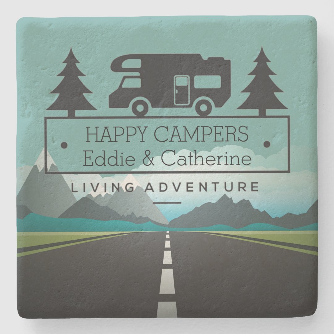 Happy Campers Retirement | RV Camping Travel Stone Coaster | Zazzle
