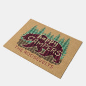 Happy campers rustic burlap bear camping custom doormat | Zazzle