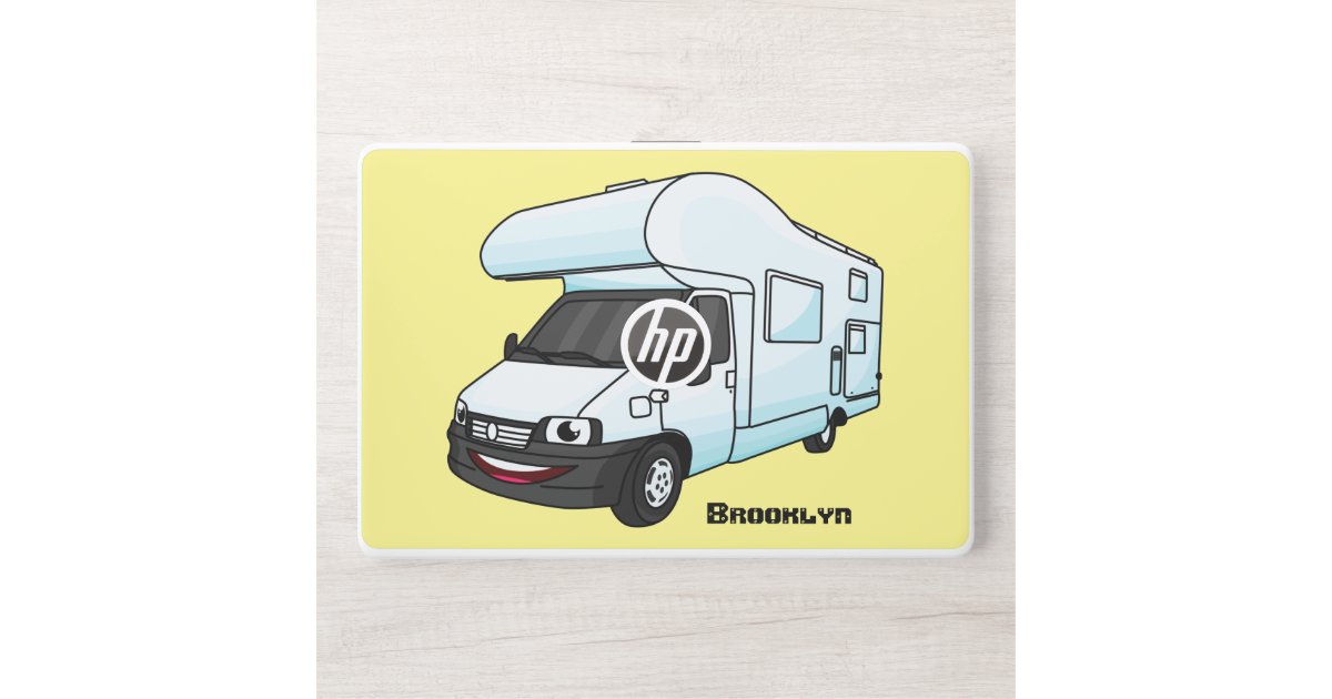 Happy campervan cartoon illustration HP laptop skin | Zazzle