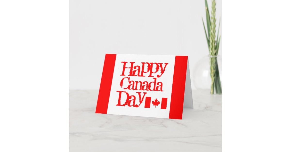Happy Canada Day card with canadian flag | Zazzle
