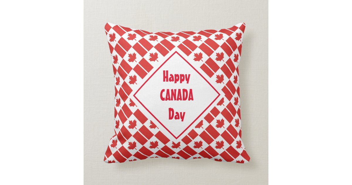 HAPPY CANADA DAY Maple Leaf Canadian Flag Throw Pillow | Zazzle.com