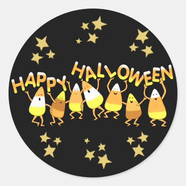 Happy Candy Corn Halloween Stickers | Zazzle