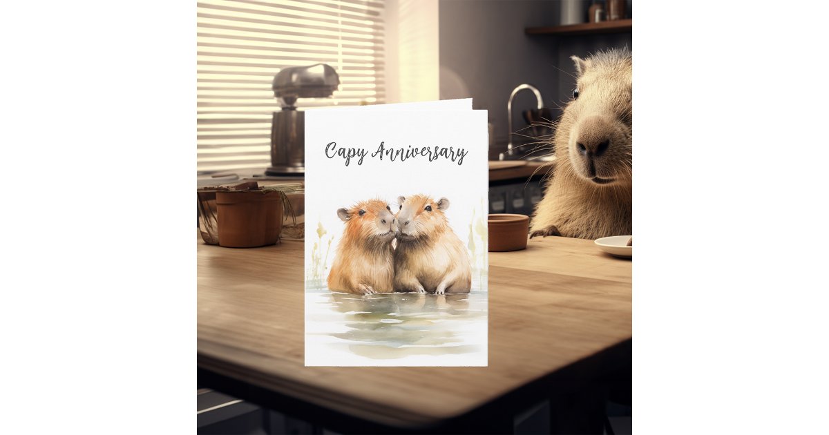 Happy Capy Anniversary Capabara Love Card | Zazzle