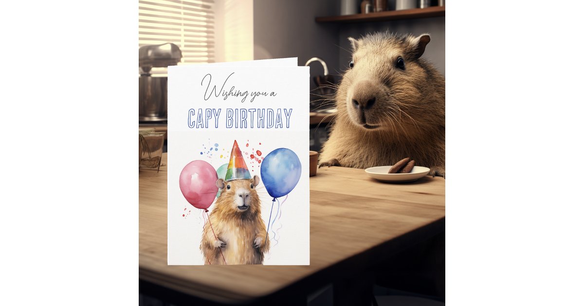 Happy Capy Birthday Capybara Card | Zazzle