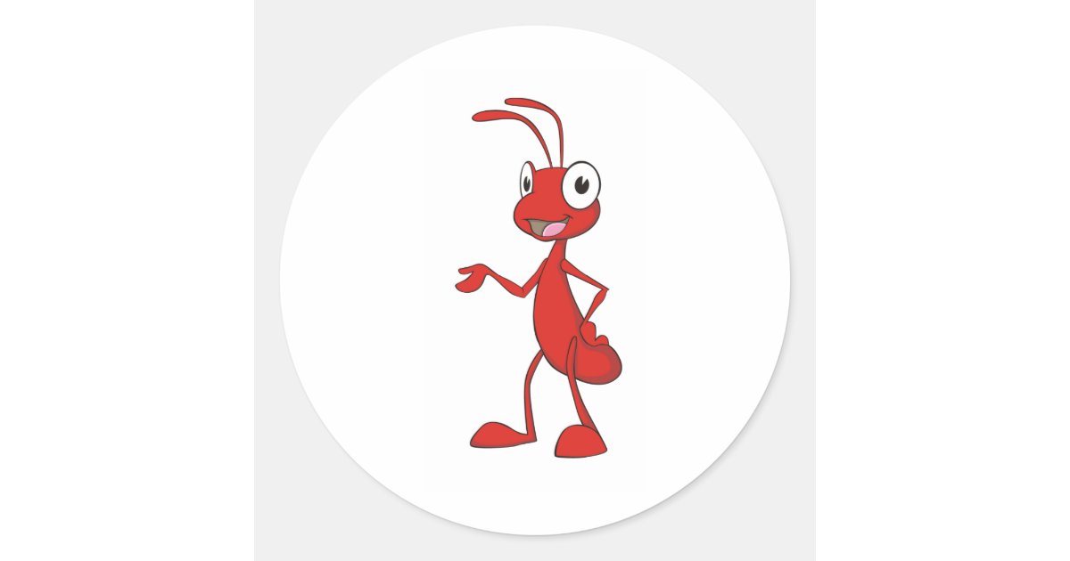 Happy Cartoon Ant Classic Round Sticker | Zazzle