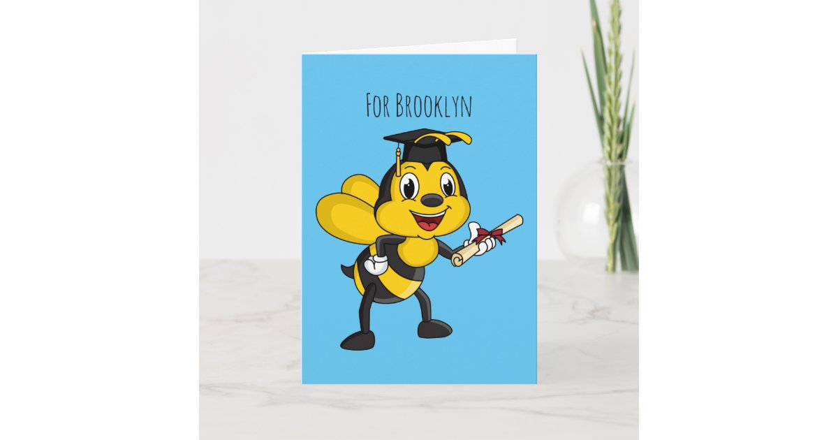Happy cartoon bee graduation card | Zazzle