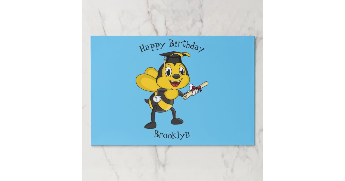 Happy cartoon bee graduation paper pad | Zazzle