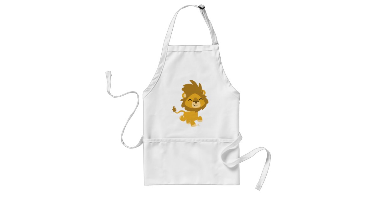 Happy Cartoon Lion cooking apron | Zazzle
