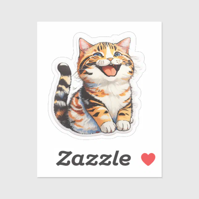 Happy Cat Sticker | Zazzle