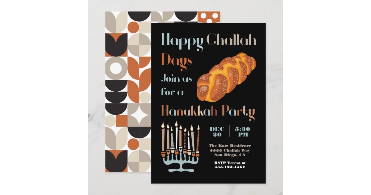 Happy Challah Day Hanukkah Party Invitation | Zazzle