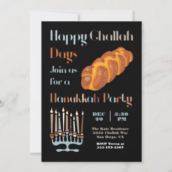 Happy Challah Day Hanukkah Party Invitation | Zazzle
