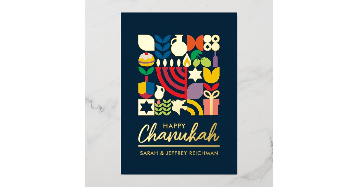 Happy Chanukah / Hanukkah Jewish Greeting Foil Holiday Card | Zazzle