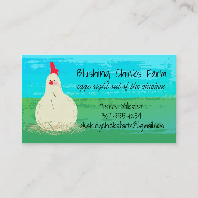 Happy chicken free range farm eggs business card | Zazzle