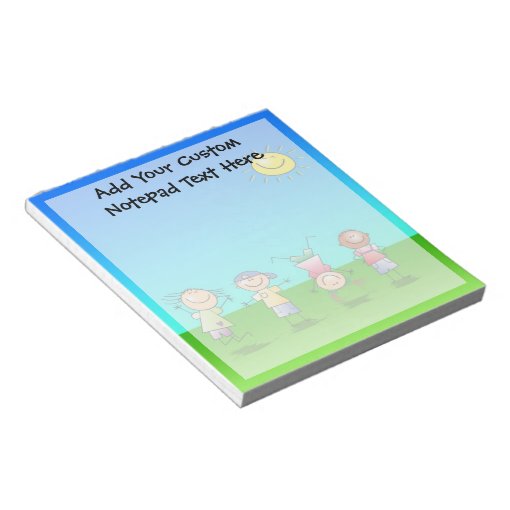 Happy Children Play in Sun, Kids Outdoors Notepad | Zazzle