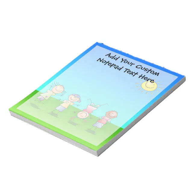 Happy Children Play in Sun, Kids Outdoors Notepad | Zazzle