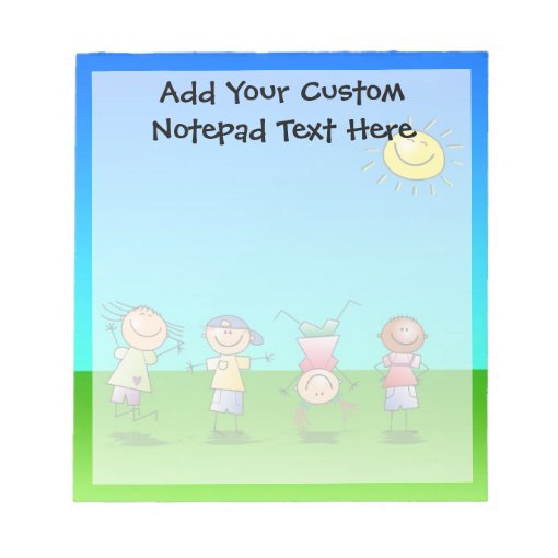 Happy Children Play in Sun, Kids Outdoors Notepad | Zazzle
