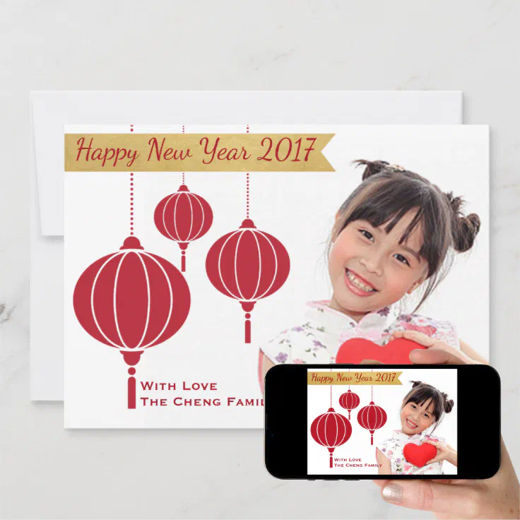 Happy Chinese New Year Editable Holiday Photo Card | Zazzle