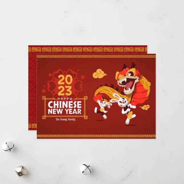 Happy chinese new year rabbits 2023 card | Zazzle