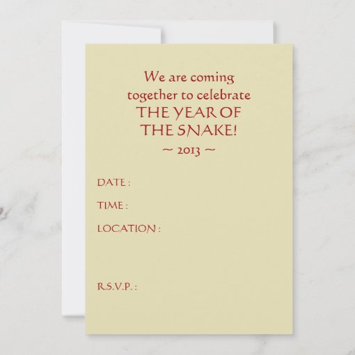 happy chinese new year : year of the snake invitation | Zazzle