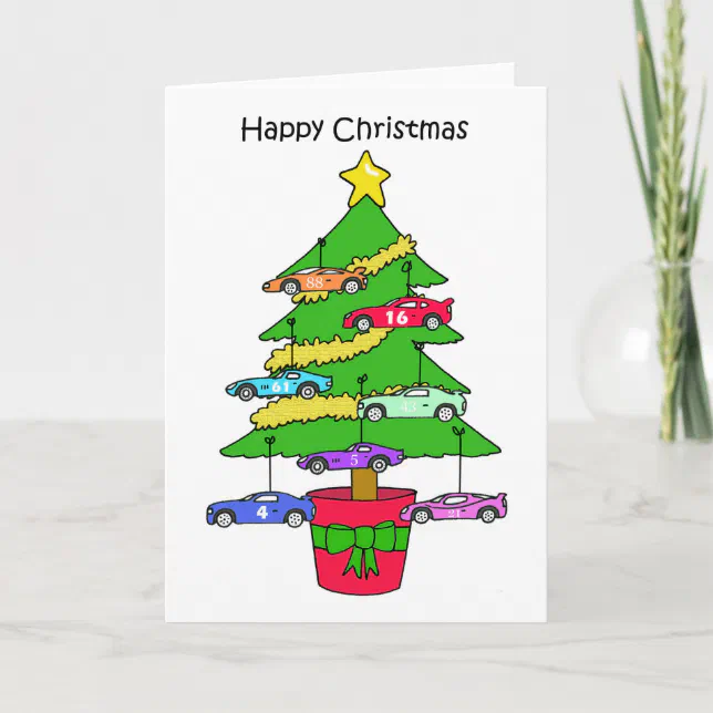 Happy Christmas Stock Car Racer Card | Zazzle