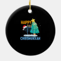 Happy Christmukkah Jewish Christmas Santa Hanukkah Ceramic Ornament ...
