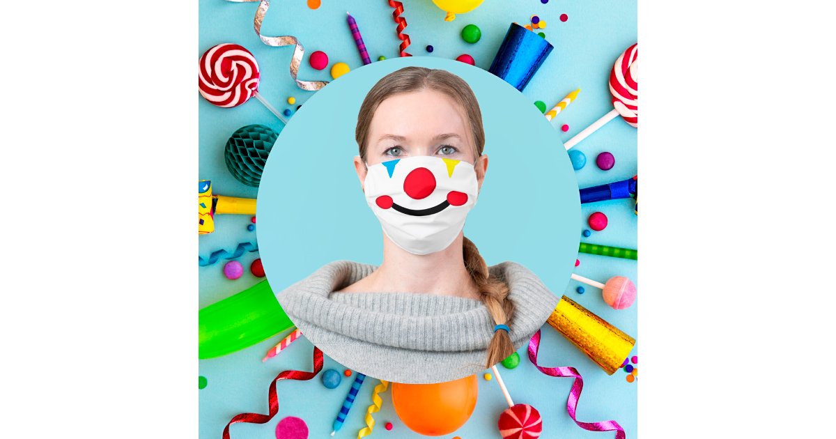 Happy Clown Face Adult Cloth Face Mask | Zazzle