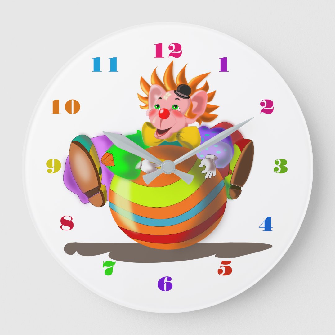 Happy Clown - Large Clock | Zazzle