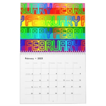Happy Colorful Rainbow Colors Typography Calendar | Zazzle