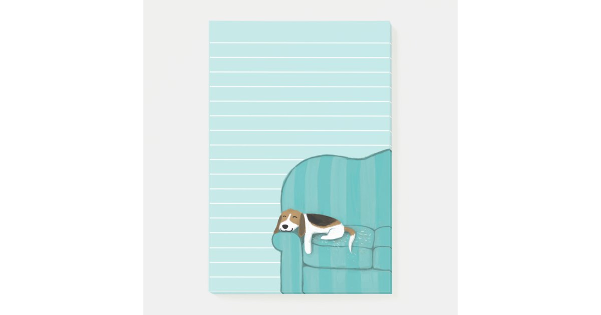Happy Couch Beagle | Cute Dog Lined Post-it Notes | Zazzle