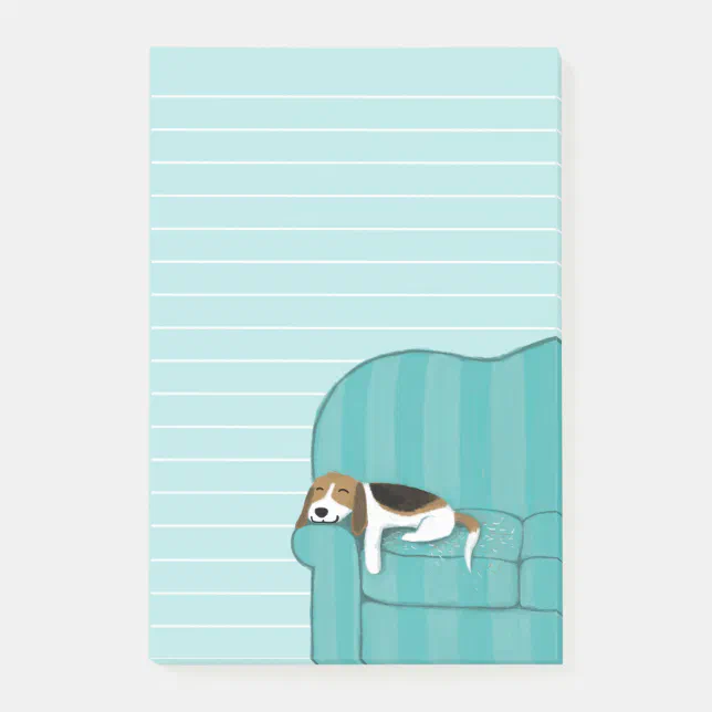 Happy Couch Beagle | Cute Dog Lined Post-it Notes | Zazzle