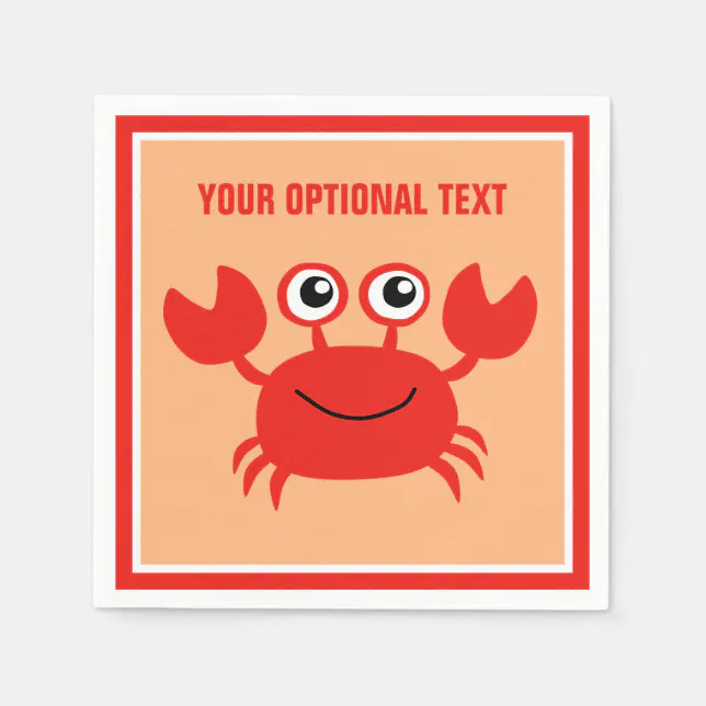 Happy Crab custom paper napkins | Zazzle