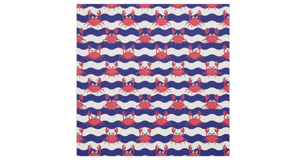 Happy Crabs Pattern Fabric | Zazzle