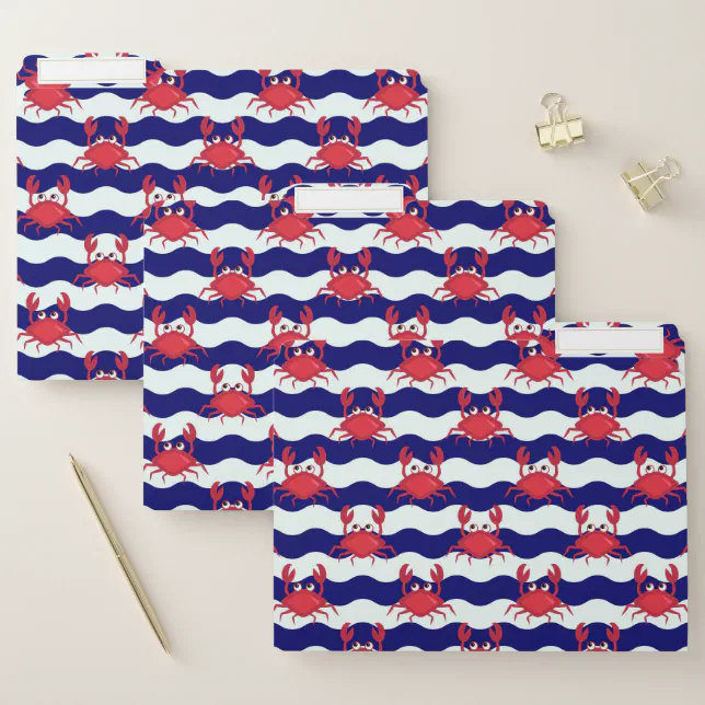 Happy Crabs Pattern File Folder | Zazzle