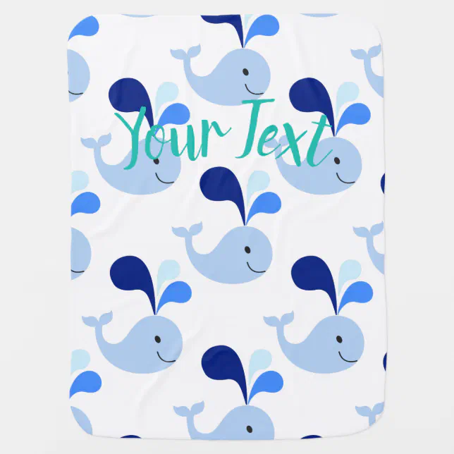 Happy Cute Blue Whale Baby Blanket | Zazzle